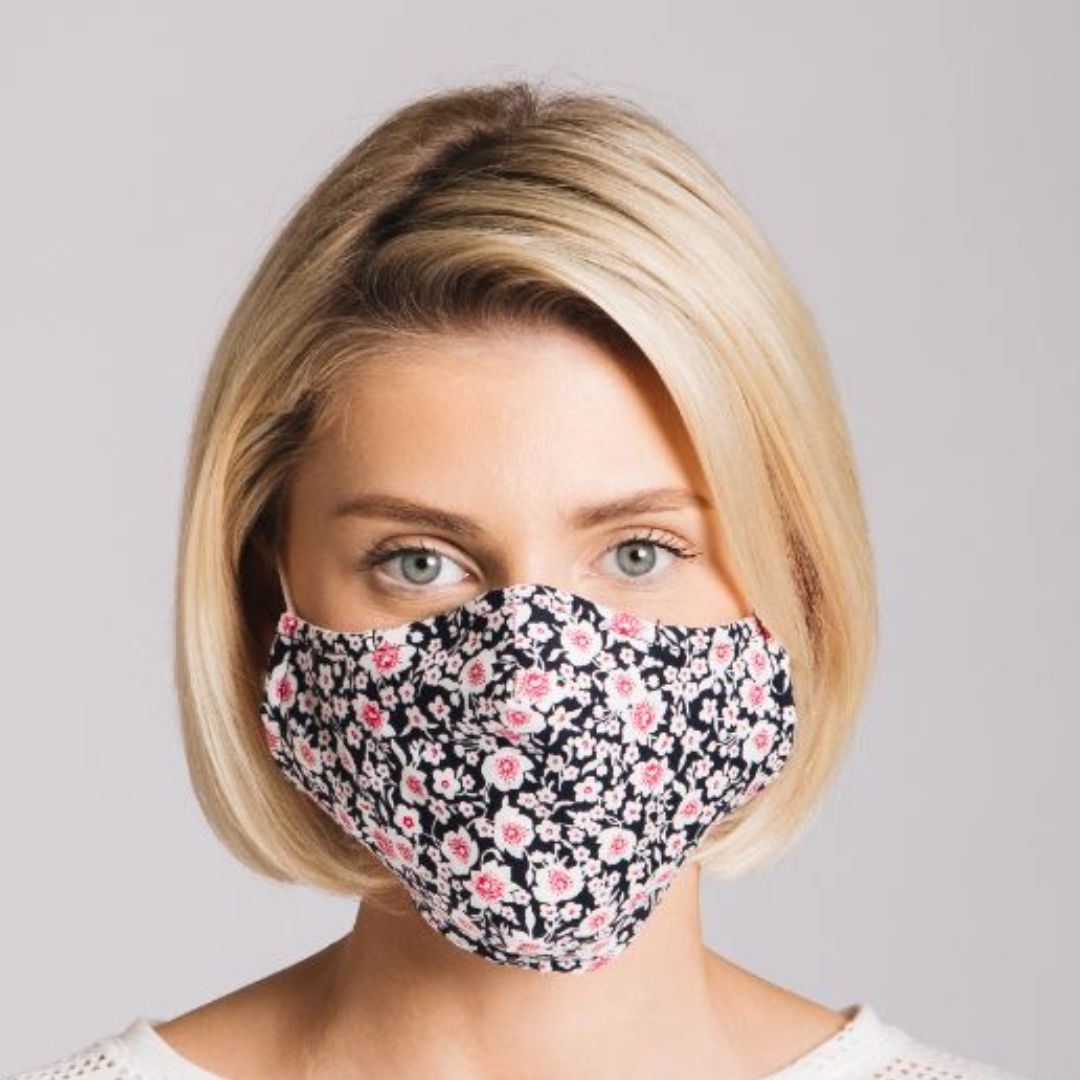 Cerise Ditsy - Adults - Reusable Barrier Mask – JESSICA GRAAF