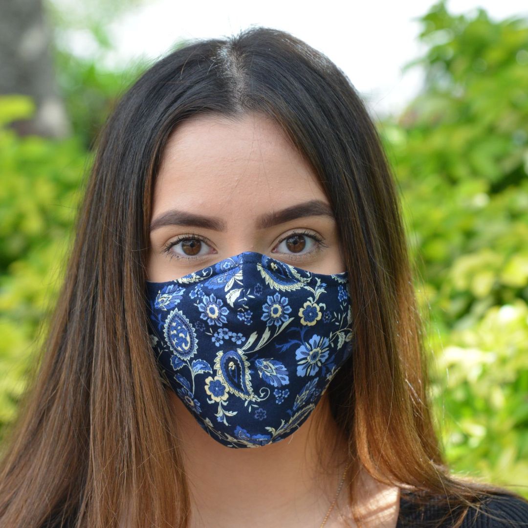 Navy Tapestry - Adults - Reusable Barrier Mask – JESSICA GRAAF