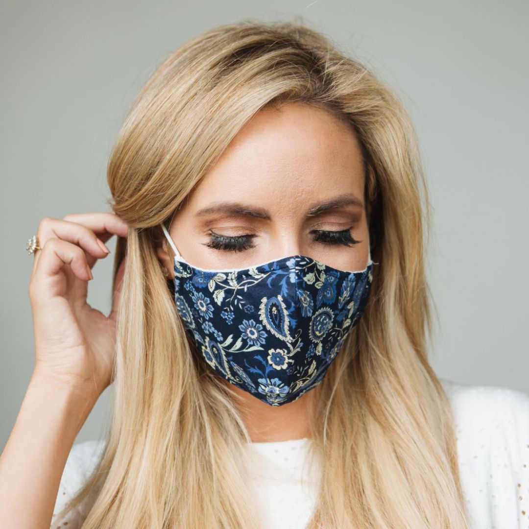 Navy Tapestry - Adults - Reusable Barrier Mask – JESSICA GRAAF